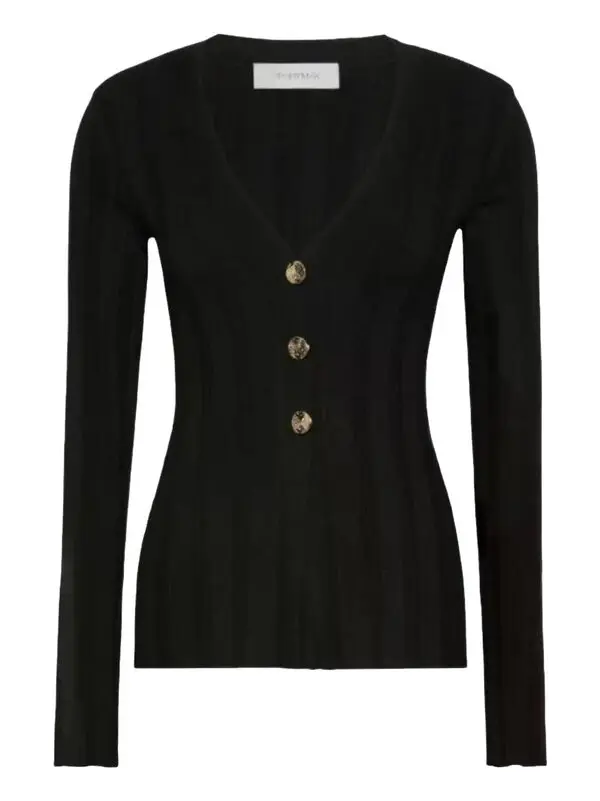 Sportmax Laser Ribbed-knit V-neck Cardigan - Black