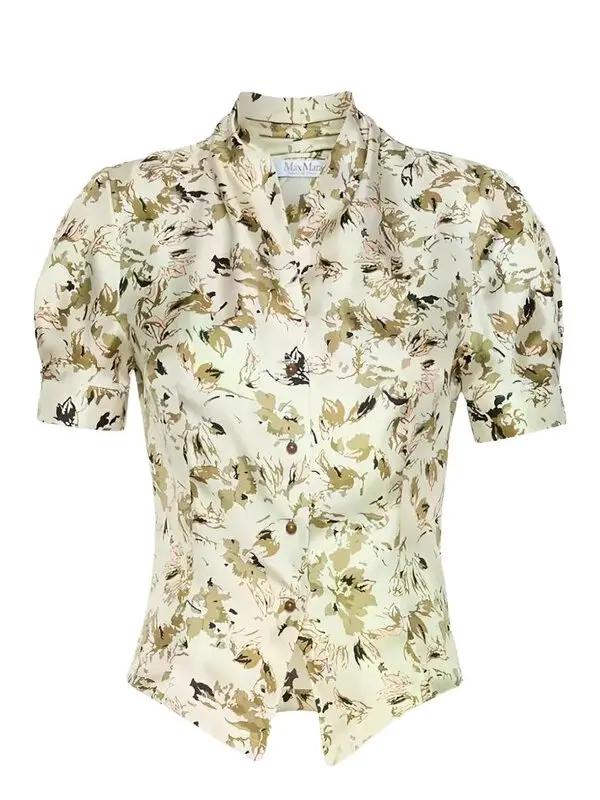 Max Mara Printed Silk Twill Shirt - Neutrals