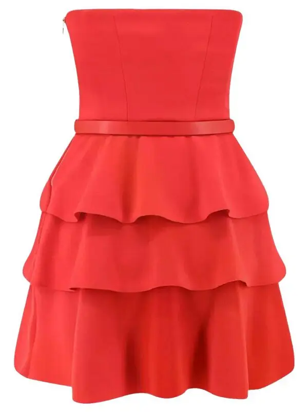 Elisabetta Franchi Strapless Mini Dress With Gold-tone Logo Plaque - Red