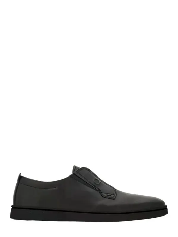 FERRAGAMO Gancini Detail Slip-on Derby Shoes - Black