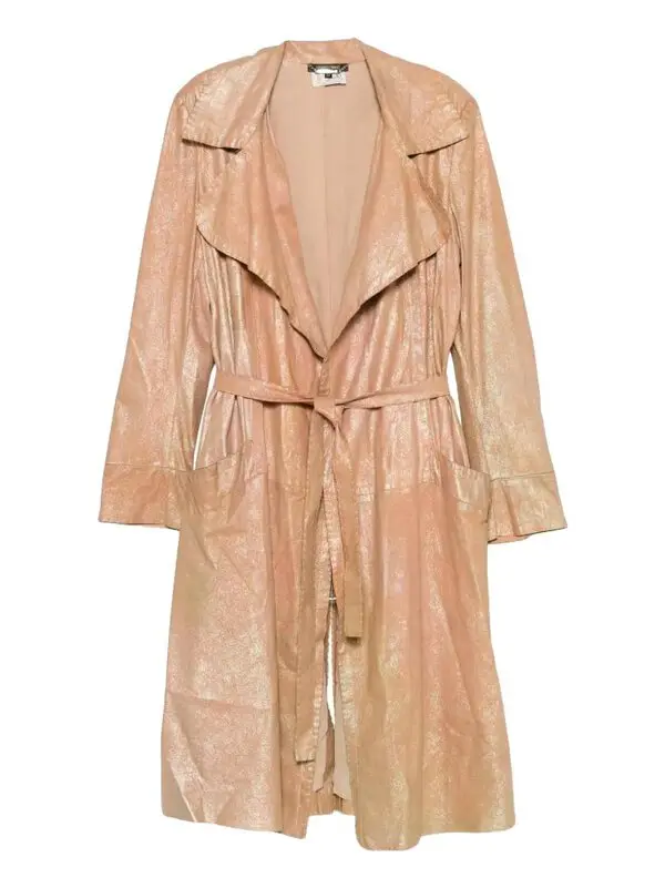 Roberto Cavalli 1970s Belted Leather Coat - Neutrals