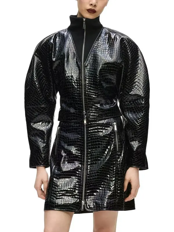 Karl Lagerfeld Karl Studio Croc Leather Jacket - Black
