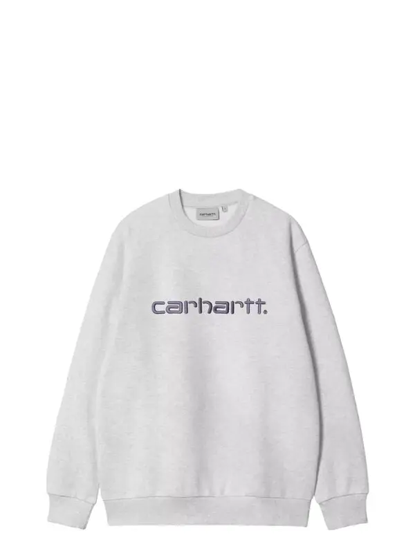 Carhartt Work In Progress Logo Embroidered Crewneck Sweatshirt - Grey