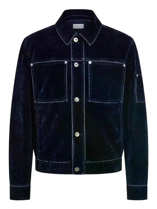 FERRAGAMO Garment-dyed Flocked Denim Trucker Jacket - Blue