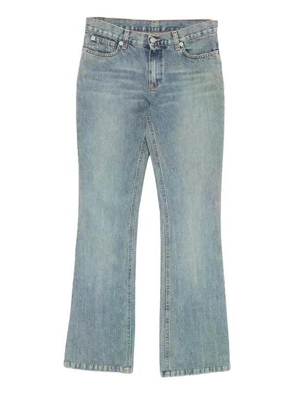 John Richmond 2000s Rhinestone Embellished Flared Jeans - Blue