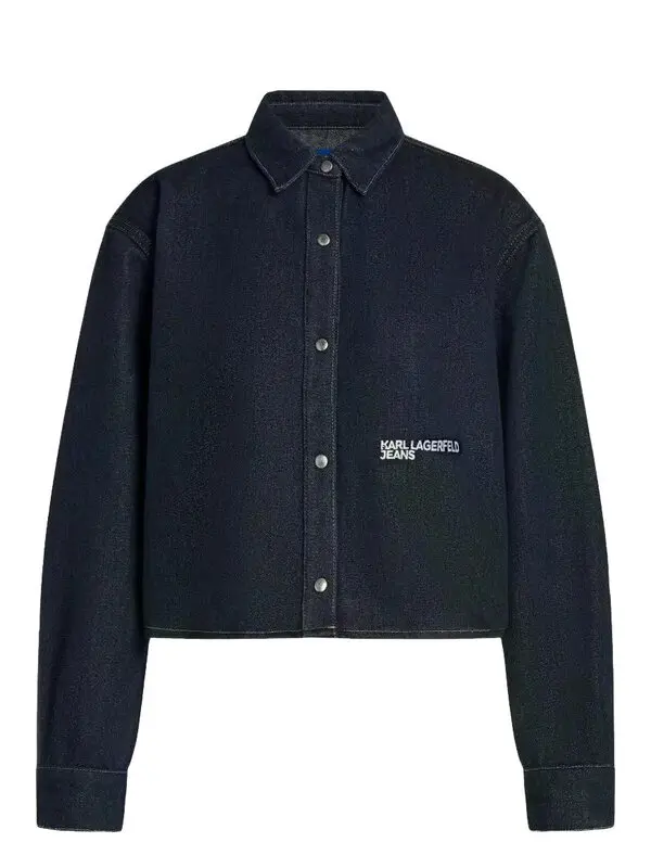 Karl Lagerfeld Logo Detail Denim Shirt - Blue