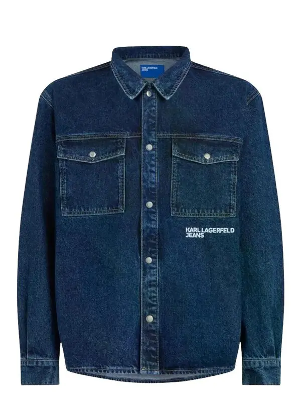 Karl Lagerfeld Logo Denim Overshirt - Blue