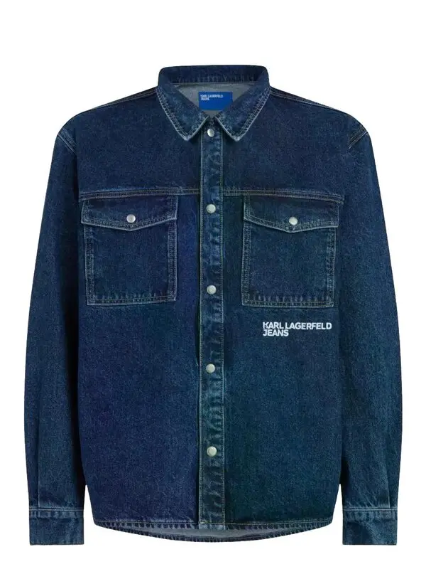 Karl Lagerfeld Logo Denim Overshirt - Blue