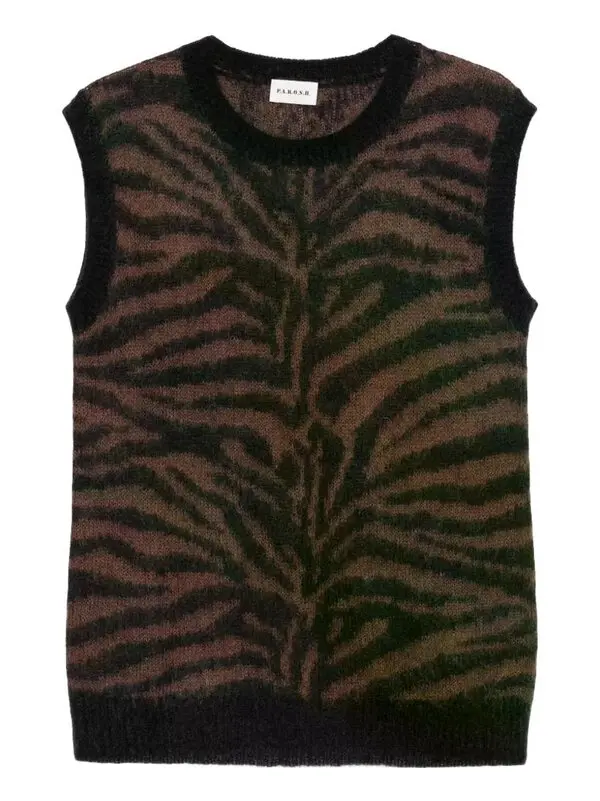 P.a.r.o.s.h Zebra-pattern Knitted Vest - Brown