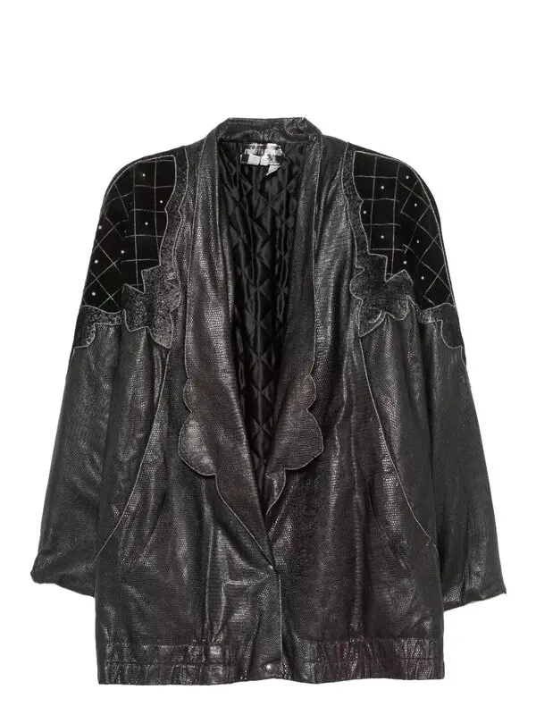 Roberto Cavalli 1980s Scalloped-collar Coat - Black