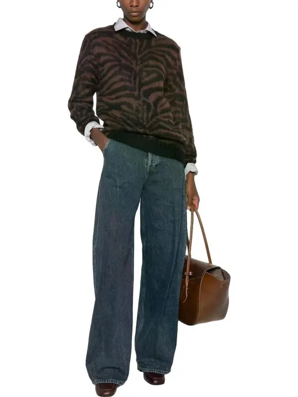 P.a.r.o.s.h Zebra Pattern Crew Neck Sweater - Brown
