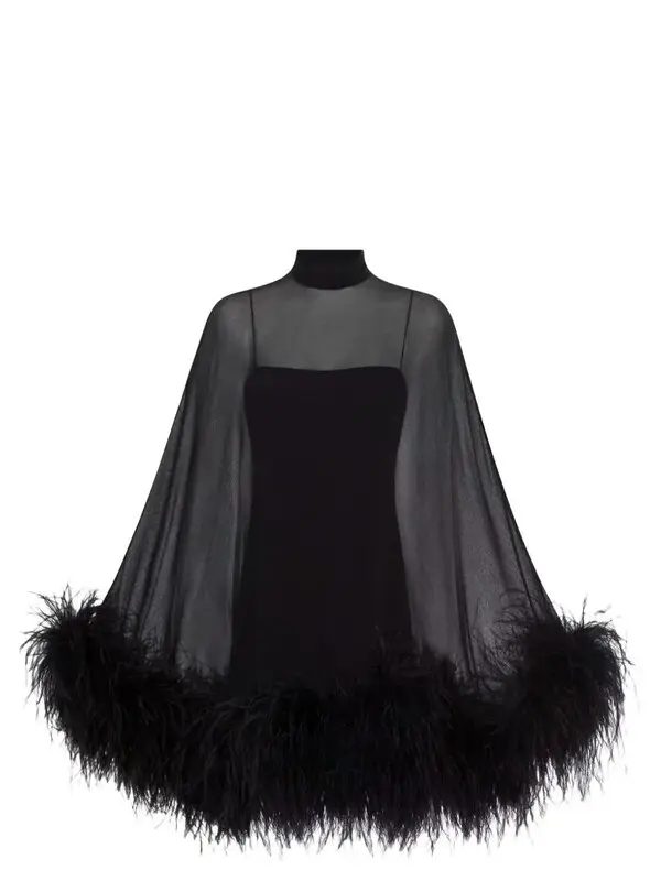 TALLER MARMO Vegas Spirito Feather-trim Dress - Black