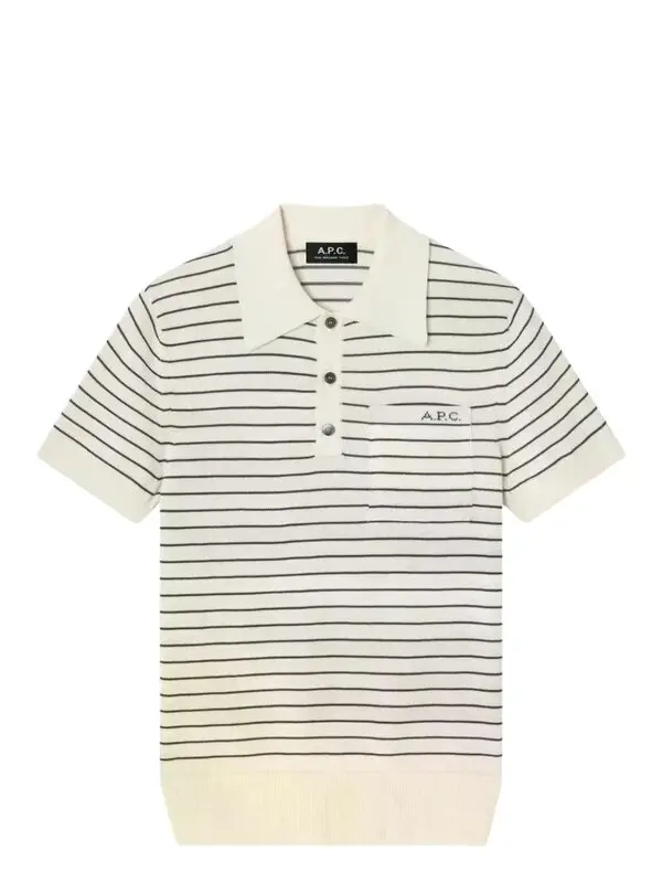 A.p.c. Fitted Striped Ecru Polo - Neutrals