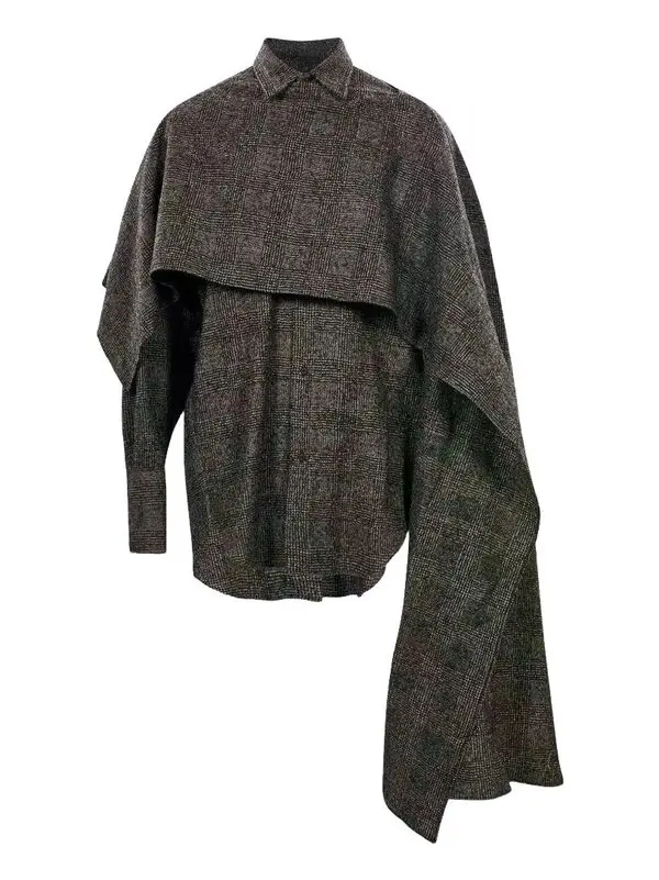 DARKPARK Georgia Check-pattern Draped Shirt - Grey