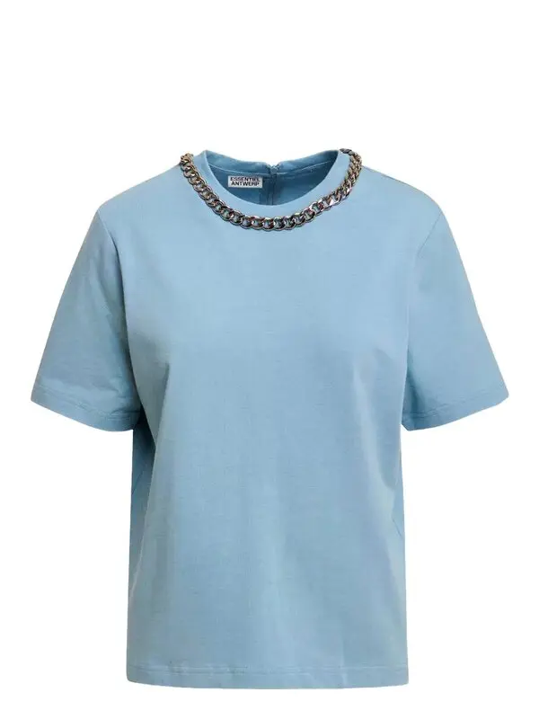 Essentiel Antwerp Chain-embellished Cotton T-shirt - Blue