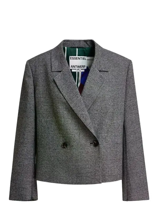 Essentiel Antwerp Double-breasted Cropped Blazer - Grey