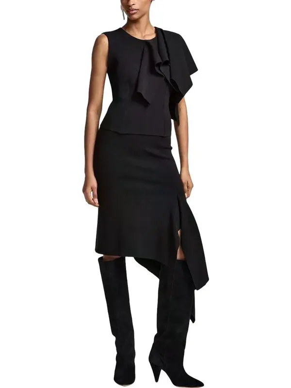 Essentiel Antwerp Asymmetric Neck Ruffle Blouse - Black