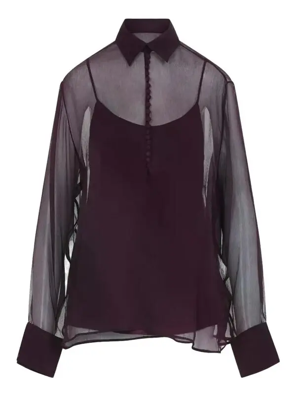 Ermanno Scervino Sheer Silk Blouse - Red