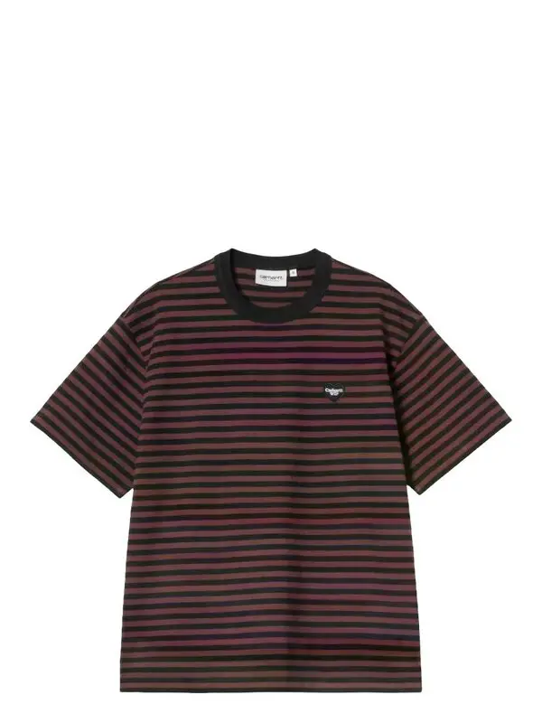 Carhartt Work In Progress Short Sleeve Striped Cotton T-shirt - Brown