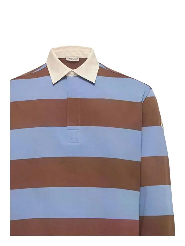 Moncler Striped Long-sleeve Polo Shirt - Blue