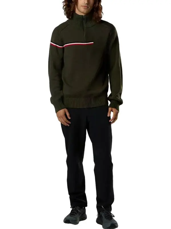 Rossignol Half-zip Wool Sweater With Stripe Detail - Green