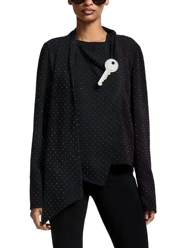 Essentiel Antwerp Rhinestone Embellished Asymmetrical Blouse - Black