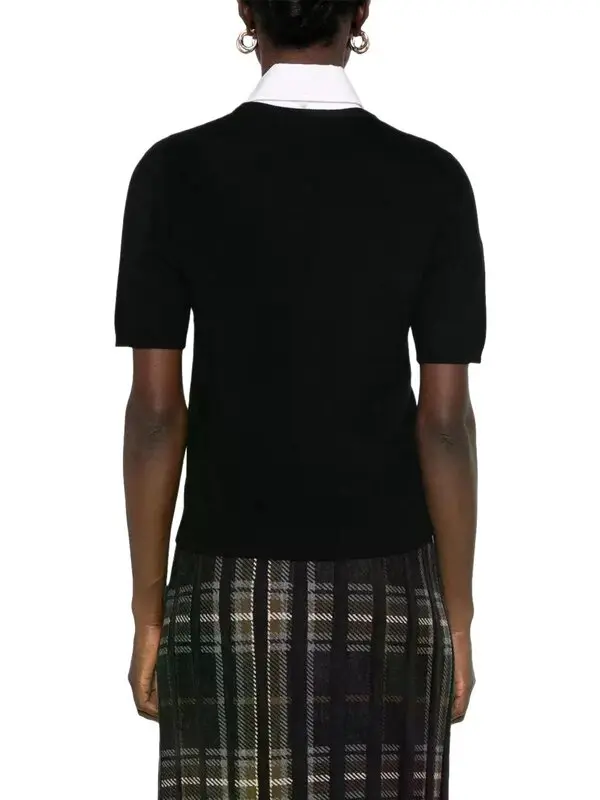 Eric Bompard Cashmere Short Sleeve Crew Neck Top - Black