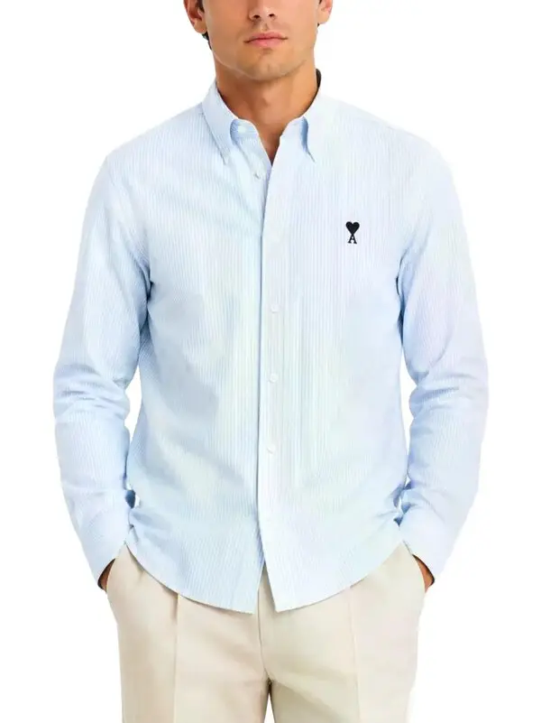 AMI Paris De Coeur Striped Shirt - Blue