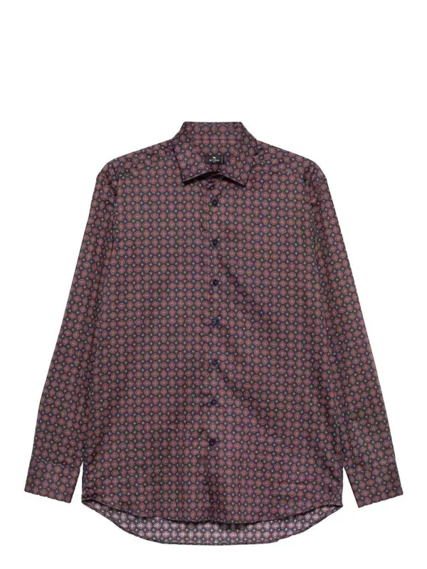 Etro Geometric-print Long-sleeve Shirt - Blue