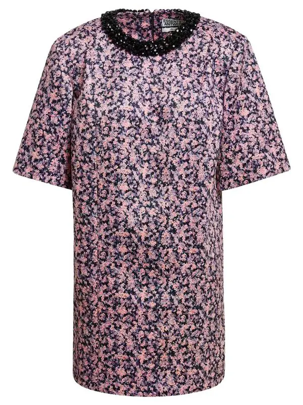 Essentiel Antwerp Bead-embellished Floral-print Mini Dress - Pink
