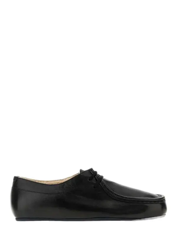 JIL SANDER Hood Lace-up Leather Loafers - Black