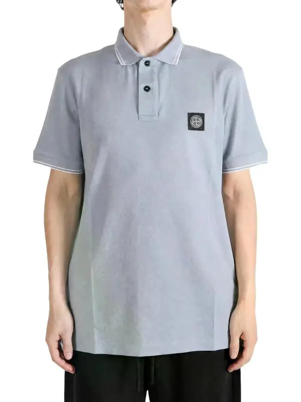 Stone Island 2200010 Organic Cotton Piqué With Stretch Polo - Blue