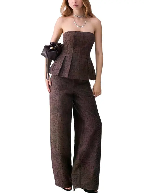 Liu Jo Balloon Jacquard Trousers - Brown