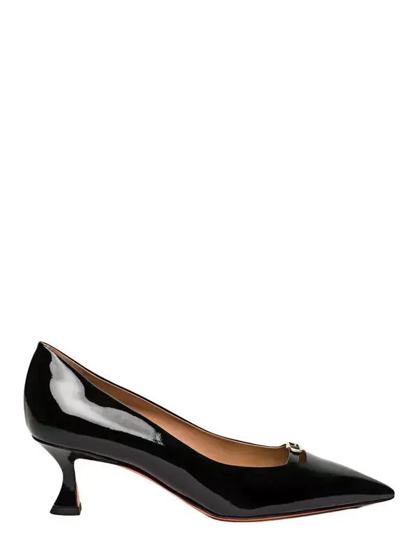 Santoni Patent Leather Buckle Detail Pumps - Black