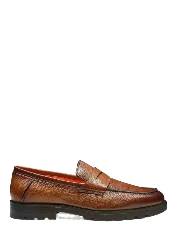 Santoni Leather Penny Loafers - Brown