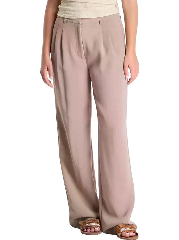 Guess Tailored Crepon Pants With Wide Leg - Brown
