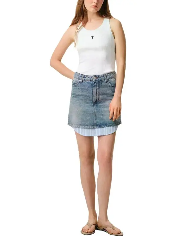 AMI Paris Cotton De Coeur Tank Top - White