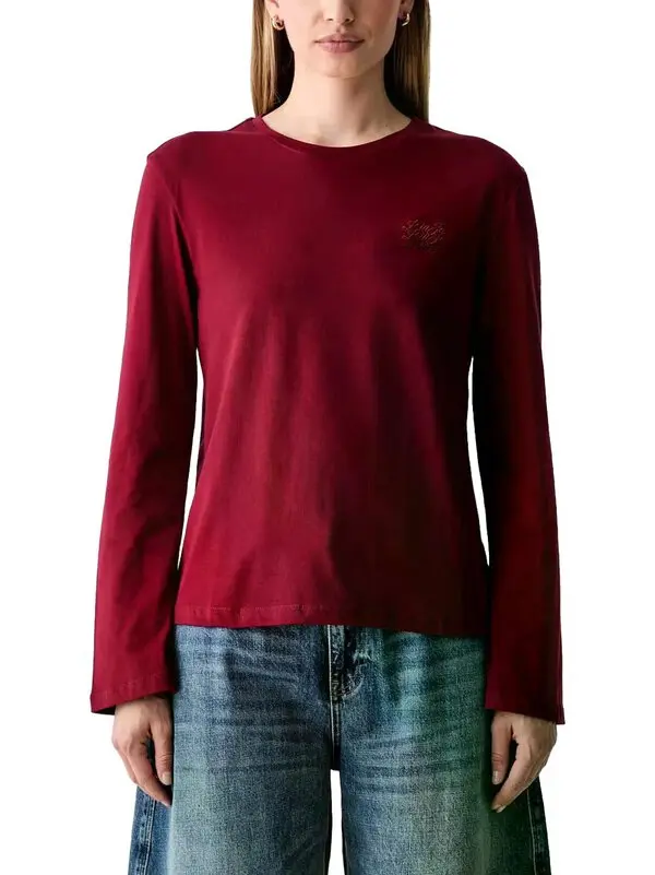Liu Jo Long Sleeve Embroidered Logo T-shirt - Red