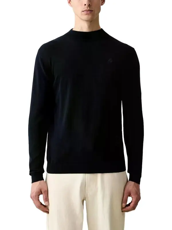Karl Lagerfeld Logo Embroidered Mock Neck Sweater - Blue