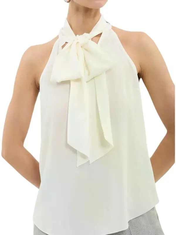 Rebecca Vallance Silk Halterneck Bow Detail Top - Neutrals