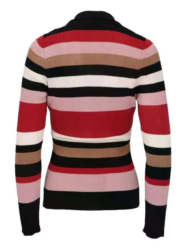 Isaia Striped Ribbed Sweater - Red