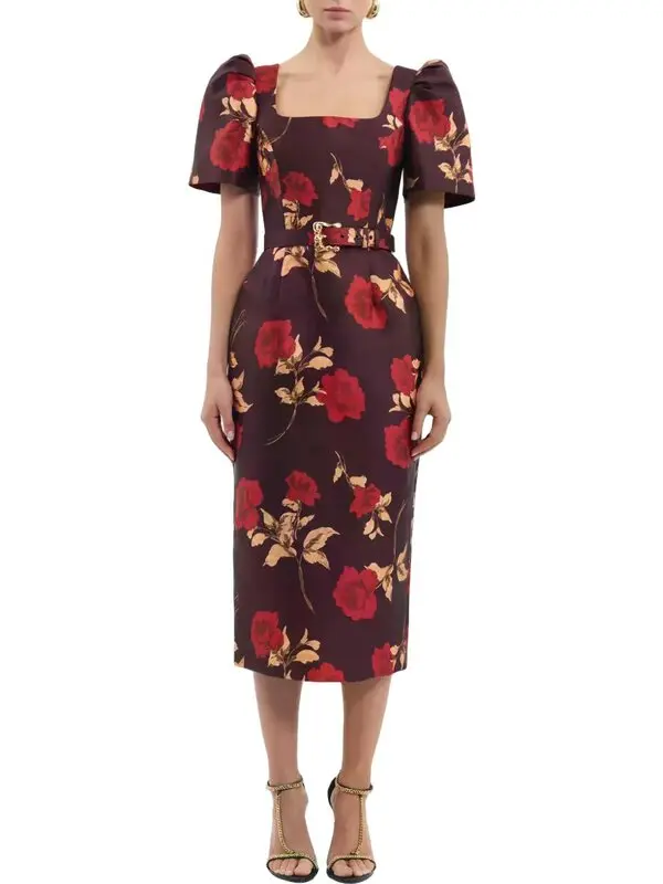 Rebecca Vallance Melora Floral Print Midi Dress - Brown