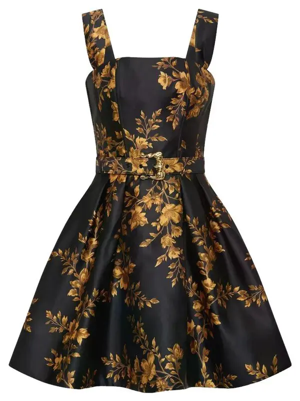 Rebecca Vallance Gilded Floral Mini Dress - Black