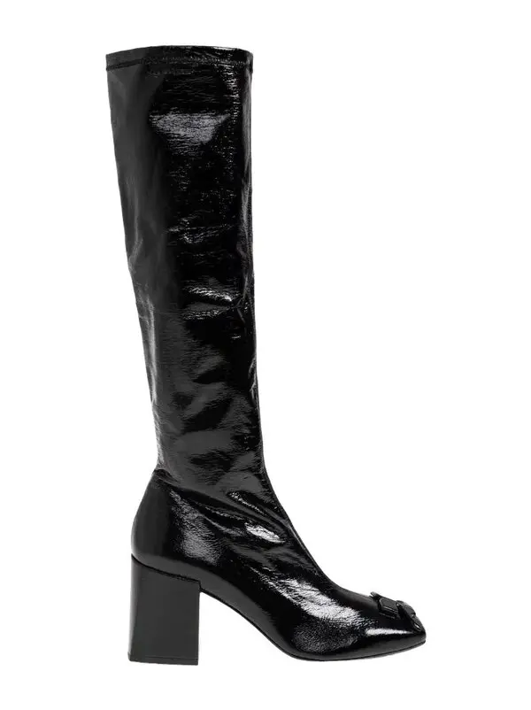 COURREGES Reedition Patent Finish Knee-high Boots - Black