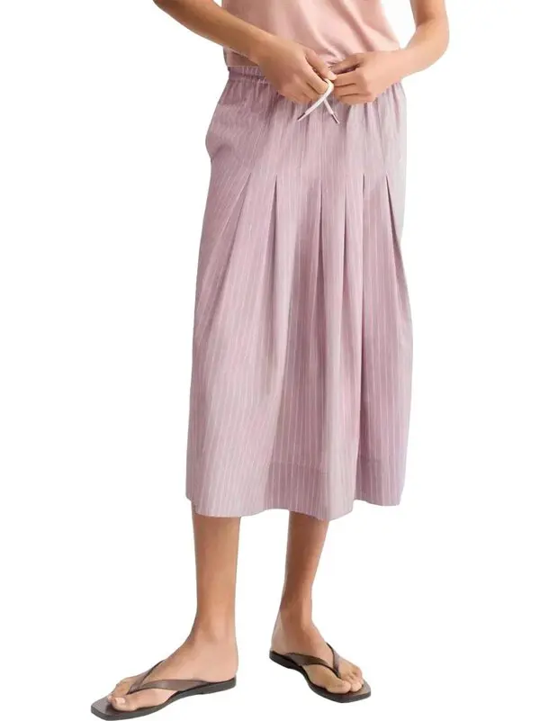 ARLO MOTT Striped Pleated Midi Skirt - Pink