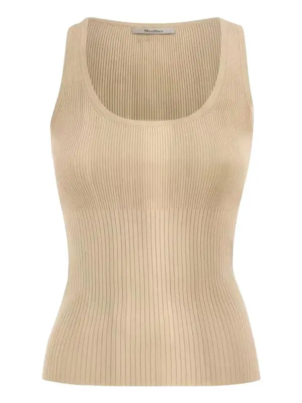 Max Mara Ribbed Knit Sleeveless Top - Neutrals