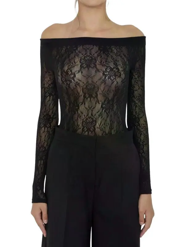 Saint Laurent Bardot Neckline Bodysuit - Black