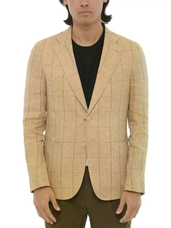 Corneliani Windowpane-pattern Linen Blazer - Neutrals