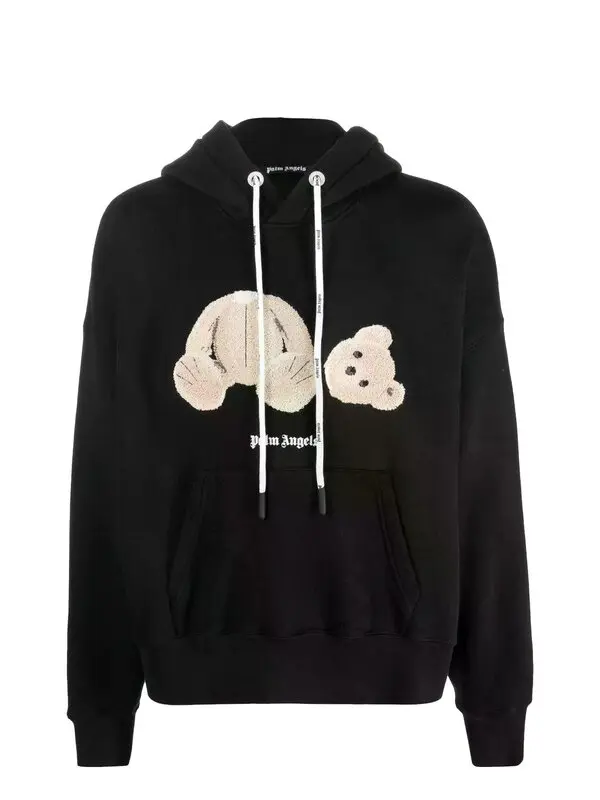 Palm Angels Teddy Bear Print Hoodie - Black