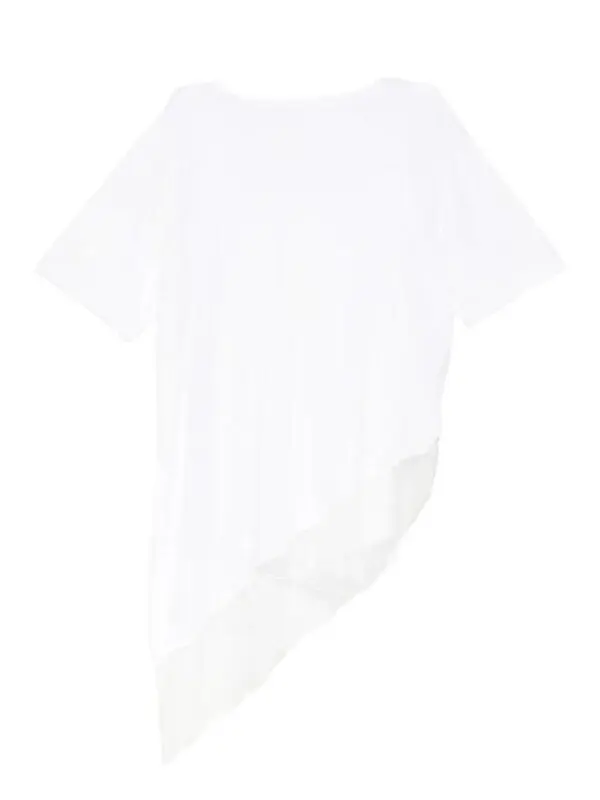 PUSHBUTTON Asymmetric Laced T-shirt - White
